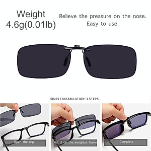 DAUCO Clip On Sunglasses Polarized Clip On Sunglasses Over Prescription Glasses Non-Flip Up