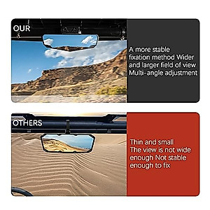 PACEWALKER UTV Rear View Mirror 1.5"-2"Adjustable Roll Bar Center Rearview Mirror with Adjustable Clamp Clear View 360 Degree Mirror for Polaris RZR Honda Pioneer Can Am X3 Kawasaki Mule