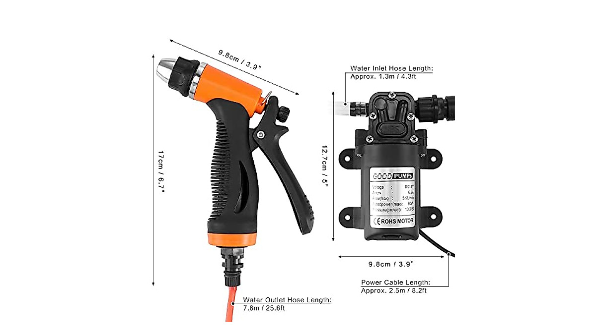 Car Washer Kit - Portable Pressure Washer 12V Water Pump Car Washer ...