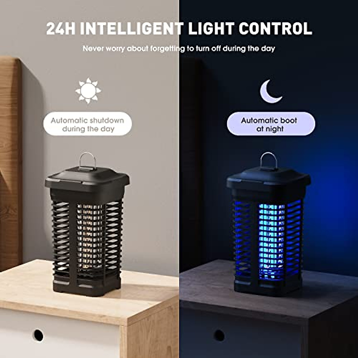 Bug Zapper for Outdoor and Indoor, High Powered 4200V Auto on/Off Electric Mosquito Zappers Killer, IPX4 Waterproof Fly Trap Outdoor, 18W Electronic Light Bulb Lamp for Home Backyard Patio