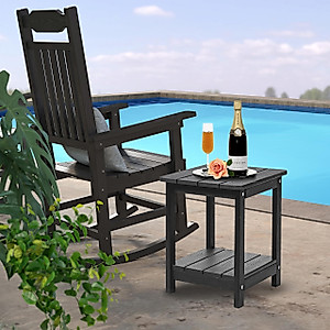 ONBRILL Outdoor Rocking Chair, All Weather Resistant HDPS Poly Rocker Chairs, Front Porch Rocker with 350 lbs Weight Capacity for Outdoor and Indoor-Black