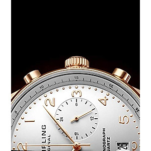 Stuhrling Original Mens Quartz Chronograph Dress Watch - Stainless Steel Case and Leather Band - Analog Dial with Date GR1-Q Mens Watches Collection
