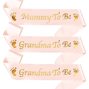 MAGICSHOP4U Mummy to be (1), Grandma to be (2) - Mom To Be Rose Gold Satin Sash Baby Shower Decorations, Gender Reveal, Baby Shower Sash