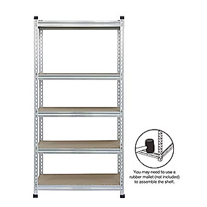 Amazon Basics Medium Duty Storage Shelving Double Post Press Board 5 tier Shelf, Aluminum, 36 x 18 x 72