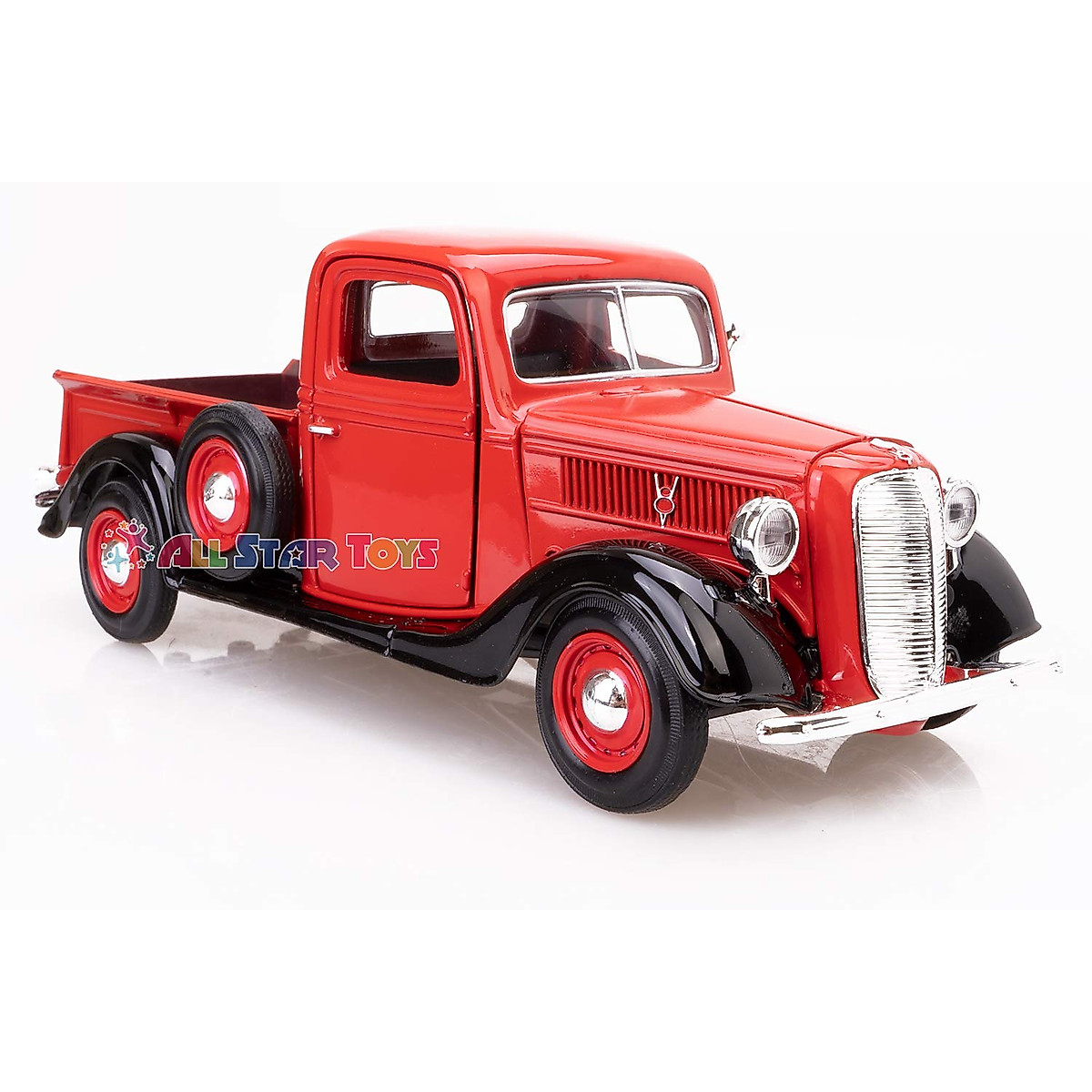 1937 Ford Pick Up Truck, Red With Black - Showcasts 73233 - 1/24 Scale Diecast Model Car by Motor Max