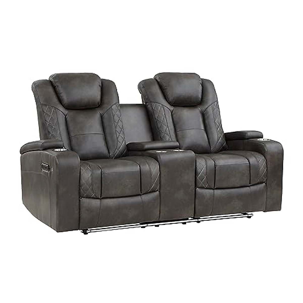 Lexicon 72" Power Reclining Sleeper Sofa Couch with USB Ports, Home Theater Power Reclining Loveseat with Cup Holders, Power Recliner Couch for Living Room, Bedroom, Office, Apartment, Brownish Gray