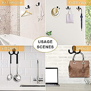 Suprwolf 8 Pack Heavy Duty Double Prong Coat Hooks Wall Mounted with 16 Screws Retro Double Robe Hooks Utility Hooks for Coat, Scarf, Bag, Towel, Key, Cap, Cup, Hat (Black)