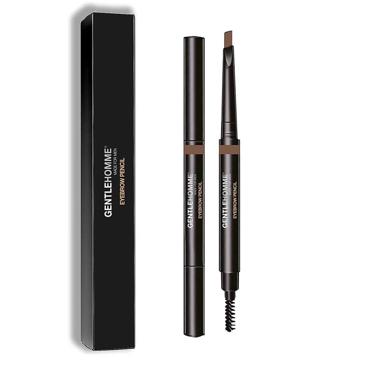 Gentlehomme Mens Eyebrow Pencil Light Brown, Easily Shape Define Fill Eyebrows and Beard, 2 in 1 brush and ultra-thin pencil, Waterproof Smudge Proof Sweatproof, Durable and Long Lasting (Light Brown)