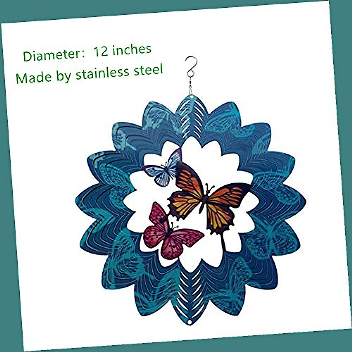 Stainless Steel Butterfly Wind Spinner-Kinetic Metal 3D Indoor Outdoor Garden Decoration Crafts Ornaments Gifts.