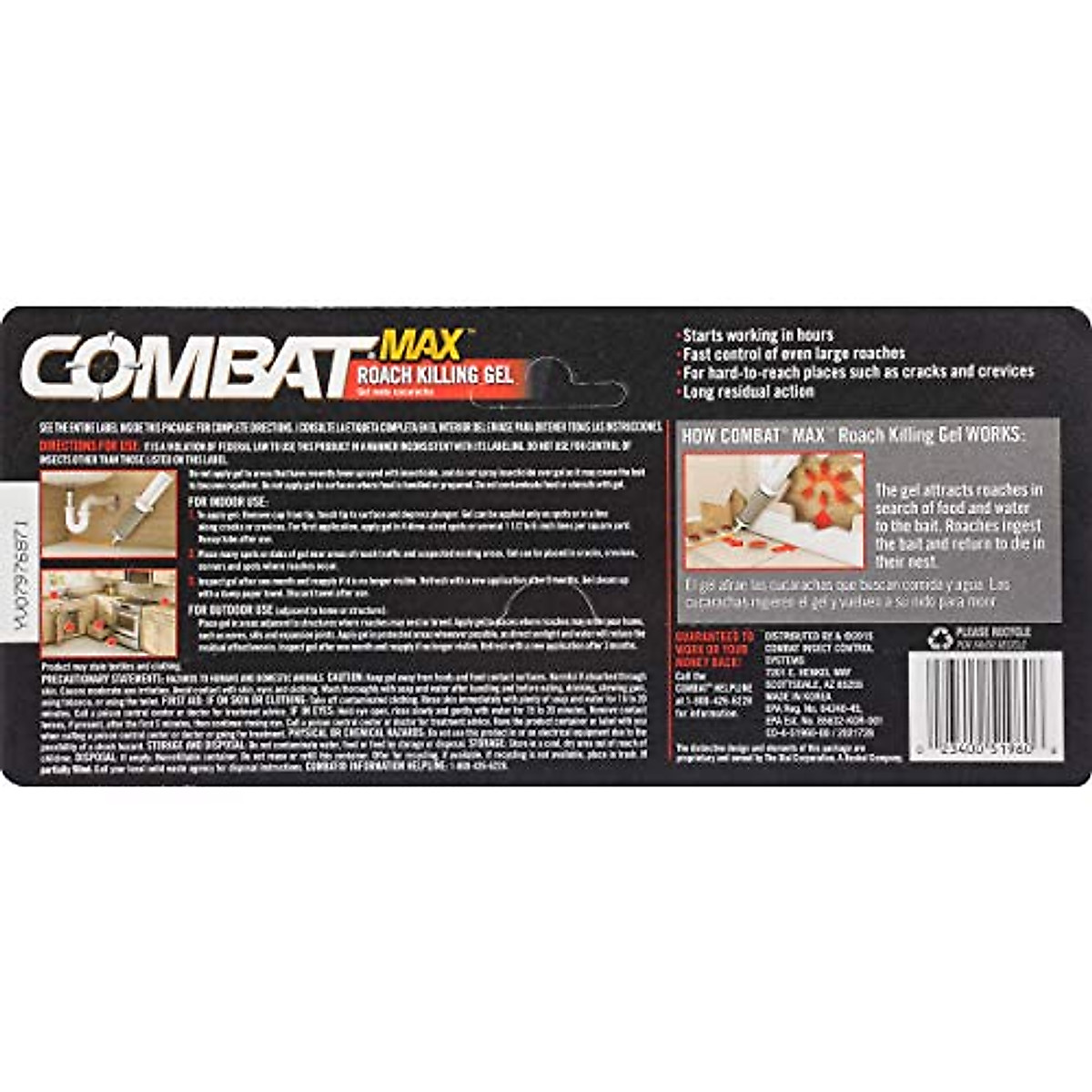 Combat Max Roach Killing Gel for Indoor and Outdoor Use, 1 Syringe, 2.1 Ounce (Pack of 1)