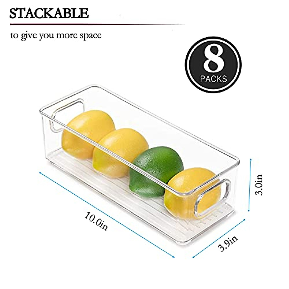 Set of 8 Pantry Organizers - Perfect Kitchen Organization or Pantry Storage - Organizers for Freezers, Countertops and Cabinets - BPA Free Clear Plastic Pantry Storage Racks