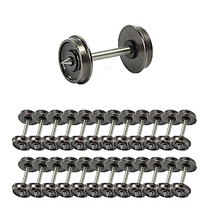 24pcs HO Scale 36" Metal Wheelsets 1:87 Metal DC Wheels Metal Axles C8721