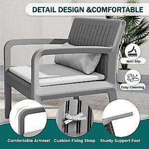 UDPATIO Resin Patio Furniture Set, No Rust Modular Outdoor Sectional Sofa Set, All Weather Patio Conversation Set, for Backyard, Deck, Poolside with Coffee Table, 4pc Grey
