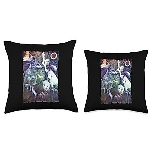 Wolves Astronomy Art Wolf Winter Galaxy Planets Space Wolves Throw Pillow, 16x16, Multicolor