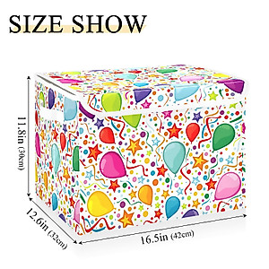 Birthday Party Colorful Balloons Storage Bins with Lids Storage Containers Cubes Box Collapsible Closet Organizer Fabric Storage Basket for Bedroom Clothes Office Shelves Nursery Gifts Home Decor