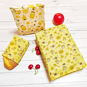 6 Pack Sealable Reusable Beeswax Food Bags, Sustainable Food Storage Containers, Easy to Clean, Easy to Use, Alternative to Plastic