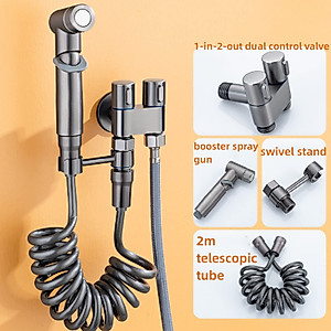 1-In-2-Out Dual Control Valve, Bathroom Faucet Double Handle Dual Control, Dual Control Valve for Bidet and Shower (dual control valve with faucet,black)