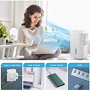 Portable Air Conditioners, Personal Mini Air Conditioner with 3 Wind Speed & 400ML Water Tank, USB Quiet Air Cooler for Small Room Bedroom Office Home