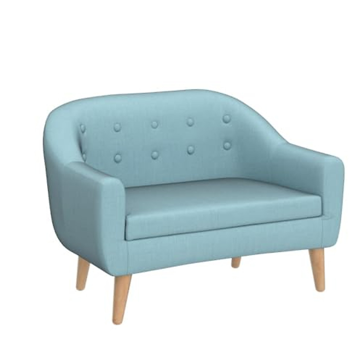 Qaba 2-Seat Kids Sofa Linen Fabric and Wooden Frame Sofa for Kids and Toddlers Ages 3-7, 11" High Seat, Gray