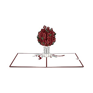 Lovepop Red Rose Arrangement Classic Pop Up Card, 5x7-3D Greeting Card, Pop Up Card for Mom, Anniversary Card for Wife, Love Card, Thinking of You