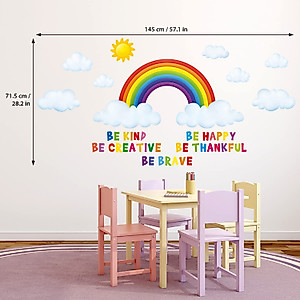 DECOWALL SG-1713 Rainbow and Clouds Kids Wall Stickers Wall Decals Peel and Stick Removable Wall Stickers for Kids Nursery Bedroom Living Room décor