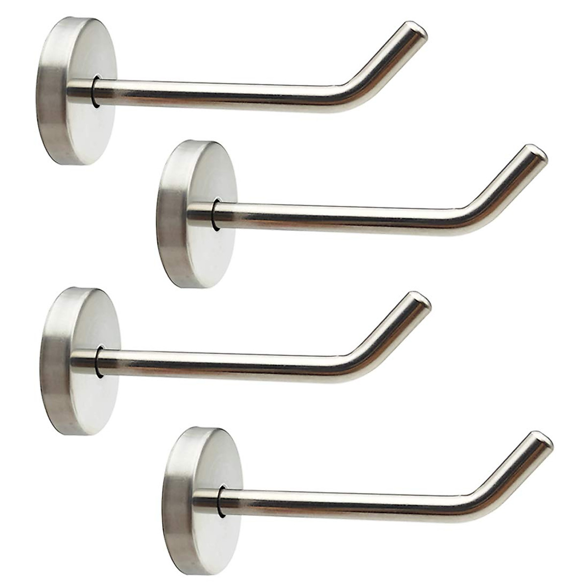 Sipery 4Pcs Stainless Steel Wall-Mount Robe Hooks Heavy Duty Elephant Nose Closet Robe Hooks, Coat Towel Robe Hooks for Kitchen,Bedroom, Bathroom,Closets Hooks 3.58inch