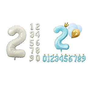 MJartoria Bundle 40 Inch Number Balloons with Crown with Birthday Party Hats 0-9 Big Size Happy Birthday Balloon Foil Digital Balloon for Birthday Party Wedding Anniversary Baby Shower Decorations