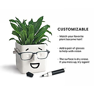 30 Watt Face Plant, Novelty Planter Holds Small Plants, Glasses & You Can Draw on It. Elegant Ceramic Pot for Succulents, Cacti or Your Average Fern, Perfect Gifting