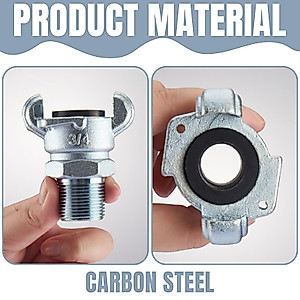 Therwen 4 Sets NPT Iron Air Hose Fitting 2 Lug Universal Coupling Chicago Fitting for Female and Male End (Male End,3/4'')