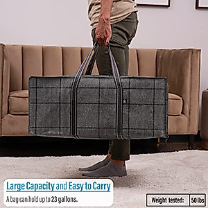 VENO 4 Pack Heavy Duty Extra Large Storage Bag, Moving Bag, Clothes Organizer, for Blanket, Comforter, Bedroom Closet, Dorm Room Essentials, Moving Supplies, Storage Tote, Reusable and Sustainable (BLK Windowpane - Set of 4)…