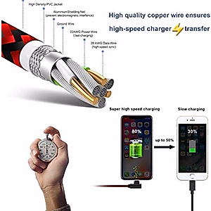 10ft Long USB-C Cable Fast Charger Cord for REVVL 6 5G, 6 Pro 5G, 4, V, V Plus Phones - Type-C Power Wire Red Braided Compatible with T-Mobile REVVL 6, Pro, 5G, 4, V, Plus