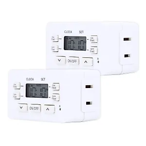 UltraPro Indoor Digital Timer, 24 Hour Cycle, 1 Polarized Outlet Timer, 2 Personal ON/OFF Settings, Override Switch, Ideal for Lamps, Seasonal Lights, Small Appliances, Aquarium, LED, 2 Pack, 45959