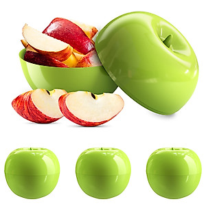 4 Pack Green Apple Plastic Containers With Lids-Apple Shaped Food Storage Containers-Snack Containers-Teacher Gift-Candy Jar-Containers for Parties Wedding Decorations-Ornament Storage Box