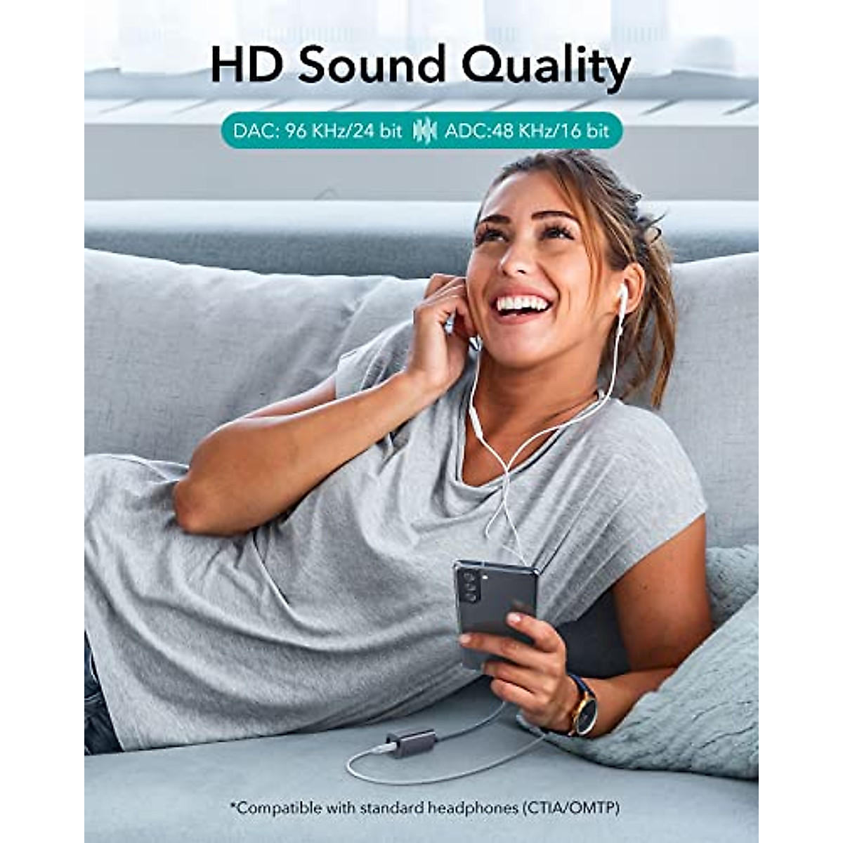 ESR USB C Headphone Adapter, 2-in-1 USB C to 3.5 mm Headphone Jack Adapter with PD Fast Charging, Portable Design, Compatible with Galaxy S22/S21/S20/Note20, iPad Air 5/Mini 6/Pro (2021/2020), Grey