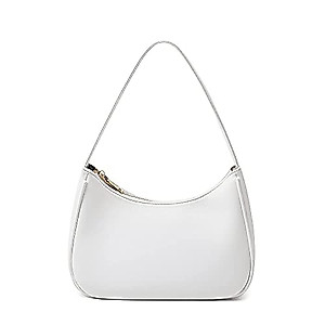 CYHTWSDJ Shoulder Bags for Women, Cute Hobo Tote Handbag Mini Clutch Purse with Zipper Closure (White, L)