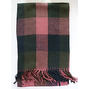 Wander Agio Women's Fashion Long Shawl Big Grid Winter Warm Large Scarf Red Black Green