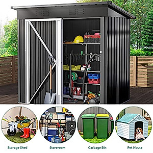 DWVO Outdoor Storage Shed 5x3FT, Heavy Duty Metal Tool Sheds Storage House with Single Lockable Door & Air Vent for Garden, Patio, Lawn to Store Bikes, Trash Bins, Tools, Lawnmowers