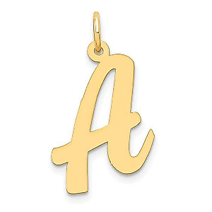 14K Yellow Gold Large Dainty Letter A Initial Name Monogram Necklace Charm Pendant Only