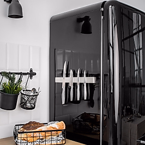 Hamletoff Premium Magnetic Knife Holder for Refrigerator – 16 Inch Professional Double Sided Magnetic Knife Strip for Fridge - Stainless Steel Magnetic Knife Holder for Wall Self Adhesive