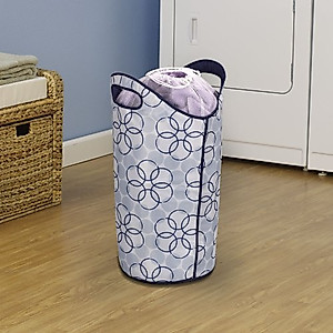 Household Essentials 2500 Soft Sided Laundry Hamper with Handles and Mesh Top Closure - Blue and White