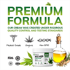 Truganic Premium Hemp Relief Cream 500,000,000-Powerful Soothing Hemp Cream for Back, Muscle, Joints, Skin Care