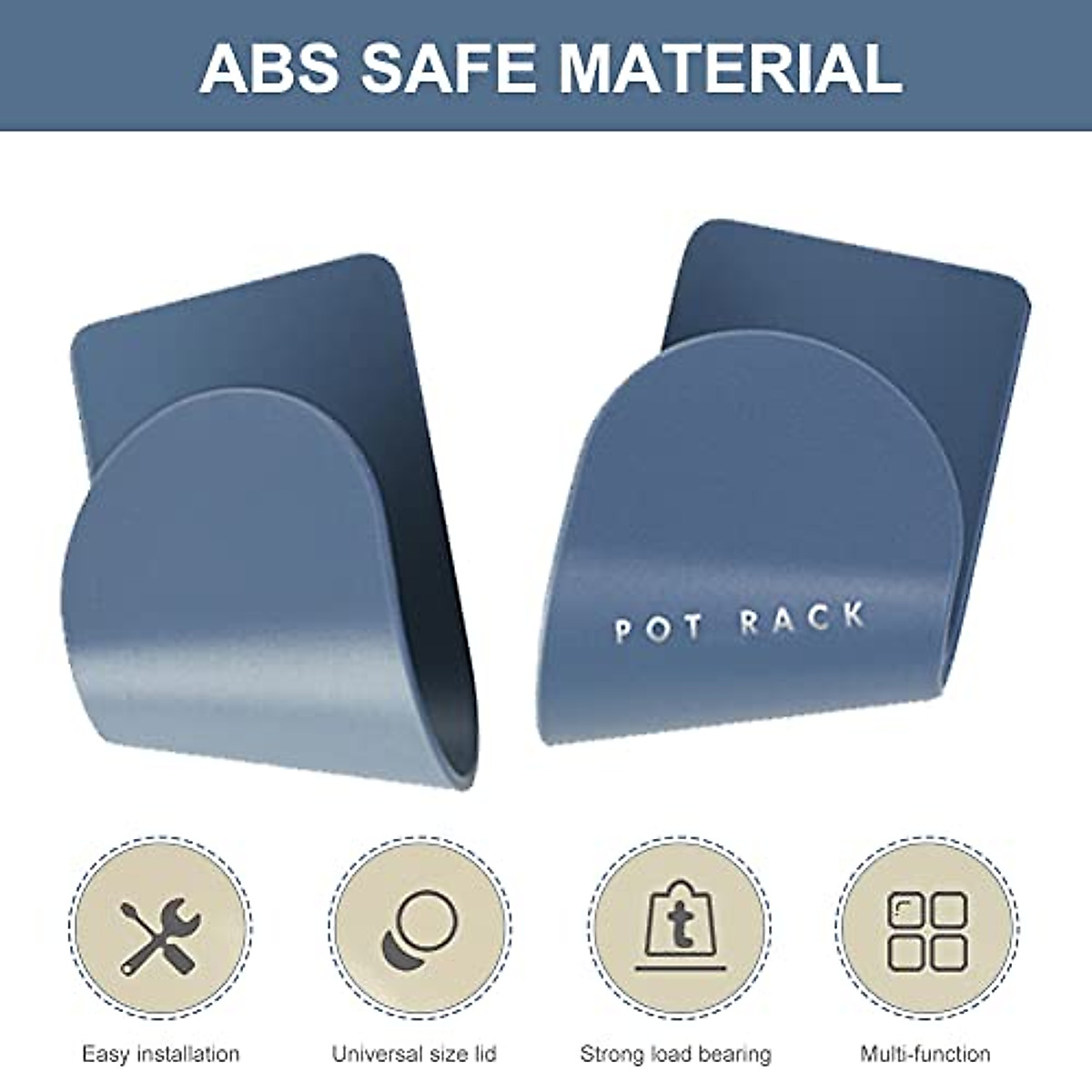 Jebmeray Pot Lid Holder, Wall Mount Pot Lid Organizer, Adjustable Wall Mount Pot Lid Rack, Pan Organizer for Kitchen,Save More Space and Freely Adjustable Size(4PCS)