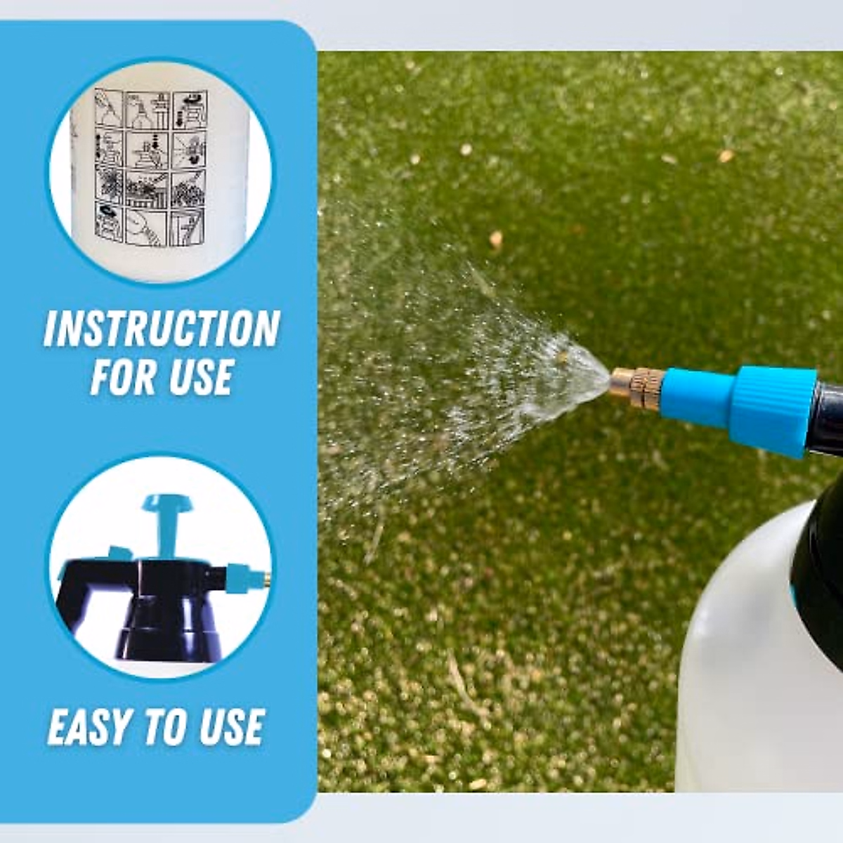 AGRICAS 0.5 Gallon Hand Pump Sprayer, 2L Pressure Garden Sprayer, Handheld Weed Sprayer with Adjustable Brass Nozzle, Pump Mister, Lawn and Garden Care, Watering, Outdoor and Auto - Multi-Purpose