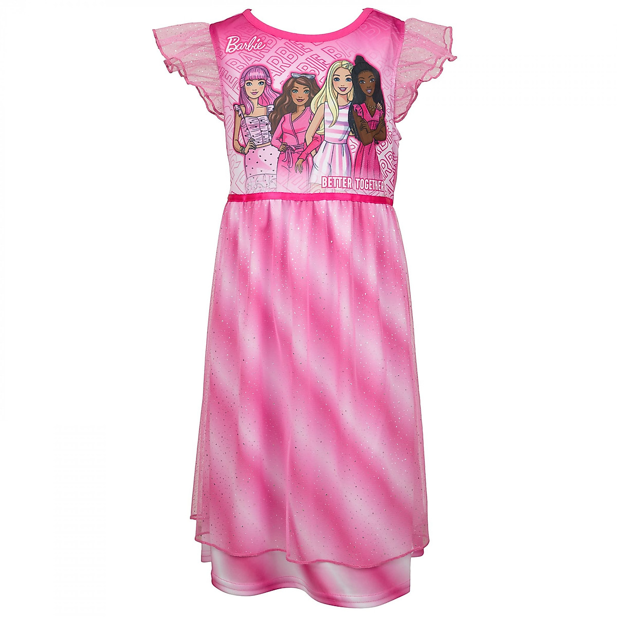 Komar Kids Barbie Better Together Girl's Dressy Gown (Size 8) Pink