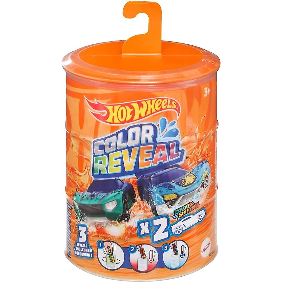Hot Wheels 2022 Color Reveal Canisters with 2 Surprise Cars Each Bundle of 3 Packs