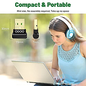 USB Bluetooth 5.3 Adapter for Desktop PC, Really Plug & Play Mini Bluetooth EDR Dongle Receiver & transmitter for Laptop Computer Headphones Keyboard Mouse Speakers Printer Windows 11/10/8.1