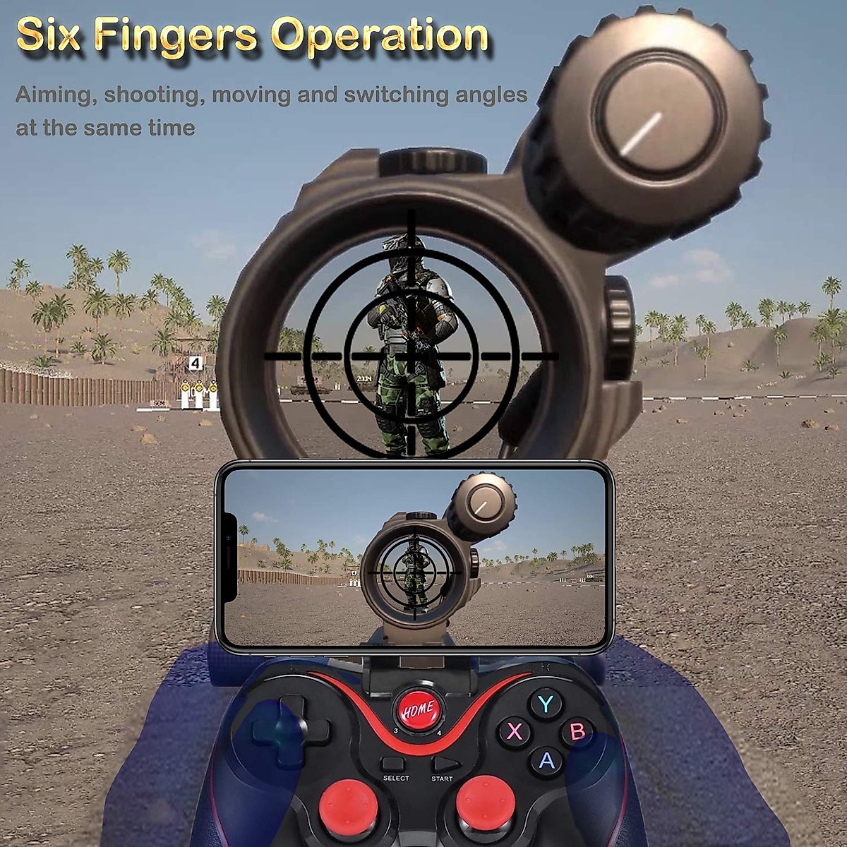 Megadream Android Gamepad Controller, Wireless Key Mapping Gamepad Joystick Perfect for Call of Duty & PUBG Mobile & More, Compatible for Samsung Galaxy HTC LG Other Phone, Not for iOS