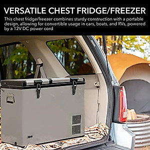 Whynter FM-62DZ 62 Quart Dual Zone Portable Refrigerator and Deep Freezer Chest, AC 110V/ DC 12V, Real Freezer for Car, Home, and RV, -8°F to 50°F Temperature Range, Gray, Fridge + Power Supply Cord