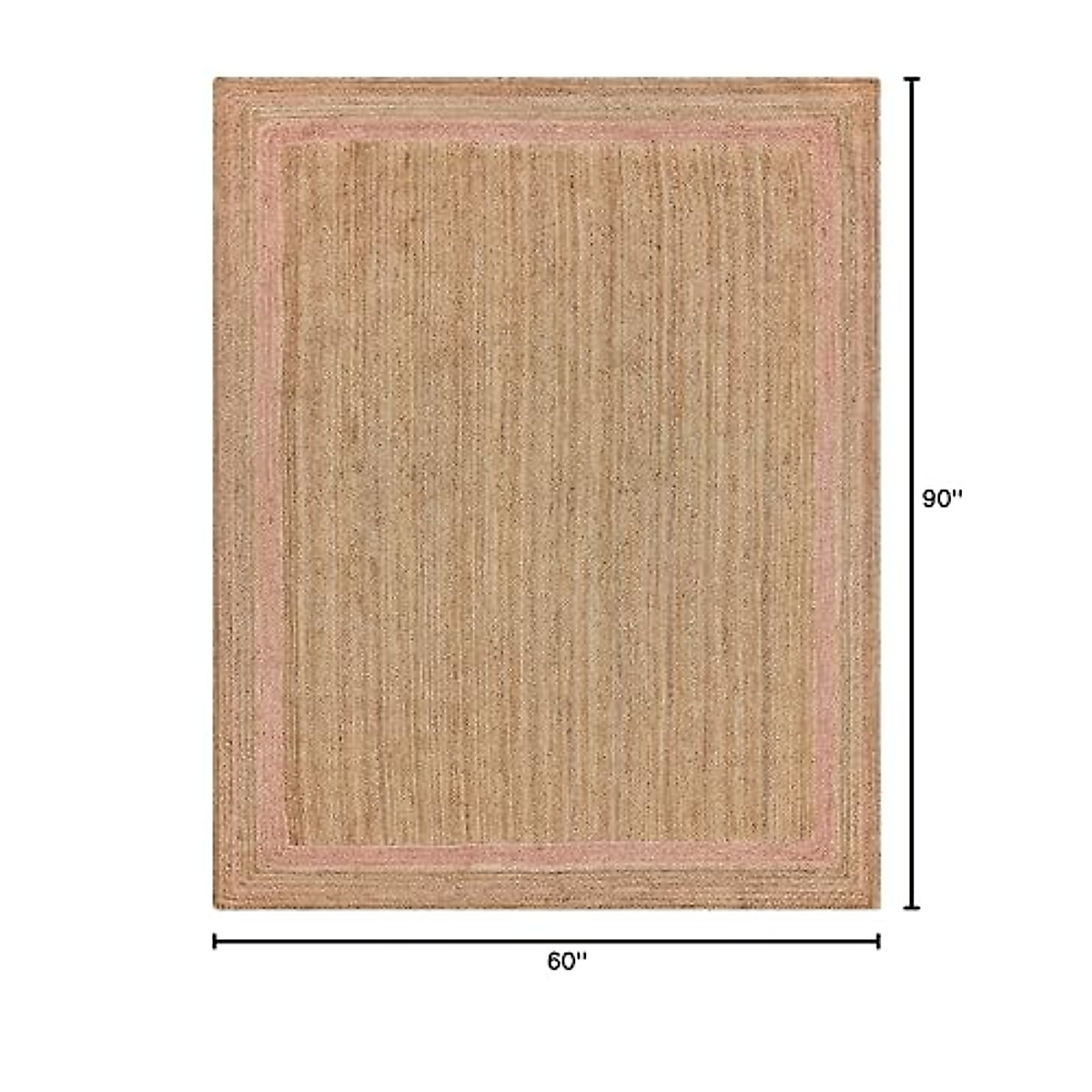 Well Woven Larkspur Border Pattern Contemporary Blush & Natural Color Hand-Braided Basket Weave Jute 5' X 7'6" Area Rug