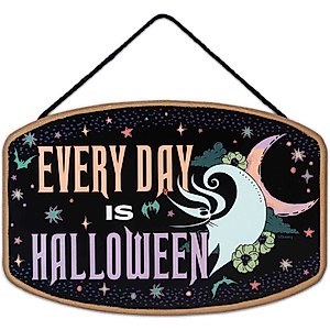 Disney The Nightmare Before Christmas Every Day is Halloween Hanging Wood Wall Decor - Fun Zero Sign for Home Decorating